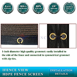 Ifenceview 4'x16' Brown Shade Cloth/Fence Privacy Screen Fabric Mesh Net for Construction Site, Yard, Driveway, Garden, Railing, Canopy, Awning 160 GSM UV Protection