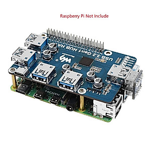USB 3.2 Gen 1 HUB HAT for Raspberry Pi,4X USB 3.2 Gen1 Ports,4X USB 3.2 Gen1 Ports,Compatible with USB 3.0 / 2.0 /1.1,Driver-Free