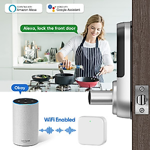 Sifely Smart Lock, Keyless Entry Door Lock, Smart Door Lock, Door Lock with Keypad, Smart Lock Front Door, Fingerprint Door Lock, Smart Lock with Handle, Digital Door Lock, Keypad Door Lock (Silver)