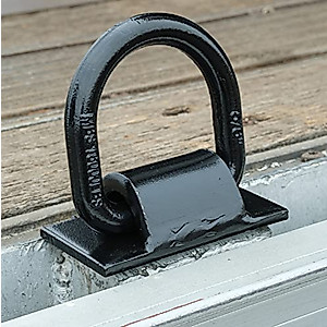 Mytee Products (4 Pack) Heavy Duty Adjustable Trailer Stake Pocket -Small 5/8 Inch Forged D Ring Black Powder Coated w/ 1/2" Hitch Pin, Load Limit 5400 lbs; 2 Adjustable Holes | Stake Pocket D-Ring