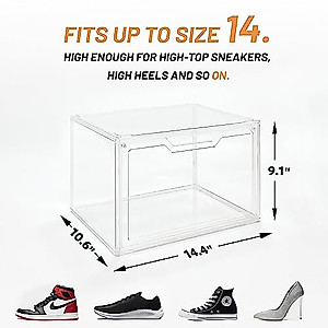 JingPieCle Acrylic Display Shoe Box 3Pack, Ultra Clear Plastic Handbag Storage Organizer for Closet, 360° Fully Transparent Professional Grade Shoe Display Case for Sneakers, Hats, Boots