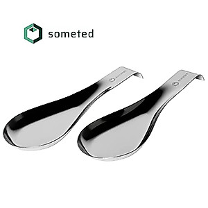 Large Stainless Steel Spoon Rest-Metal Spoon Rest Set of 2- Ladle Rest Utensil for Kitchen Counter-Silver Spoon Rest-Spatula Ladle Holder-Spoon Holder for Stove Top-Serving Cooking Modern