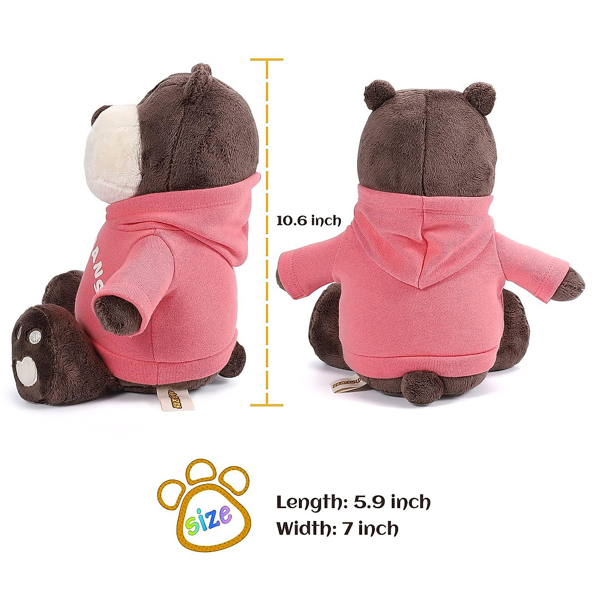 Wpond Super Soft Cuddly Plush Animal Bear Toys with Cute Costum,10.6" Plush Toy,Birthday Christmas Valentine New Year's Gifts for Boys Girls Ladies Pink