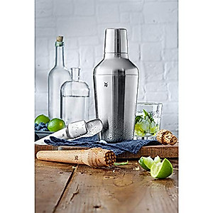 WMF Cromargan 5pc Stainless Steel/Beech Wood “Matrjoshka” bar Gift Set (Jigger, Tongs, Sieve, Pestle, Measure), Dishwasher Safe