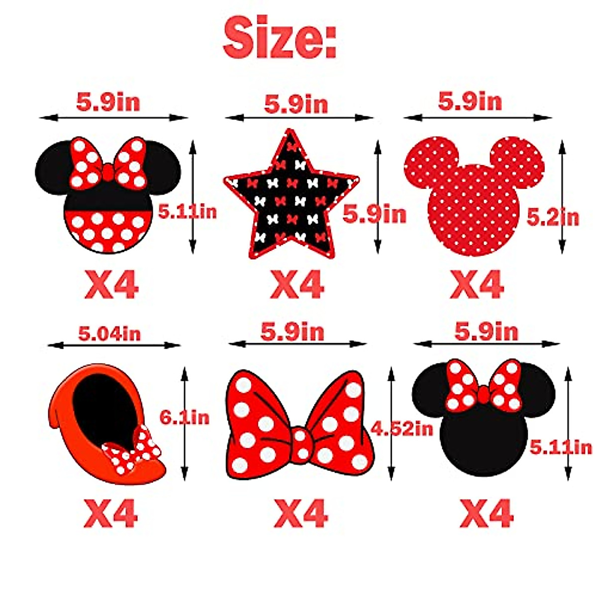 24CT Red Black Min Mouse Hanging Swirls Decorations,Red Mouse Hanging Swirls Ceiling Streamer Decor For Baby Shower Min Themed Mouse Birthday Party Decorations Supplies