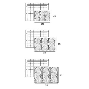 Tree Forest Outdoor Rugs for 5'x8' Patios Clearance, RV Camping Mat Rug Portable Outside Rug Indoor Outdoor Area Rug Mat for Beach Deck Pool Abstract Winter Branch Nature Black Grey