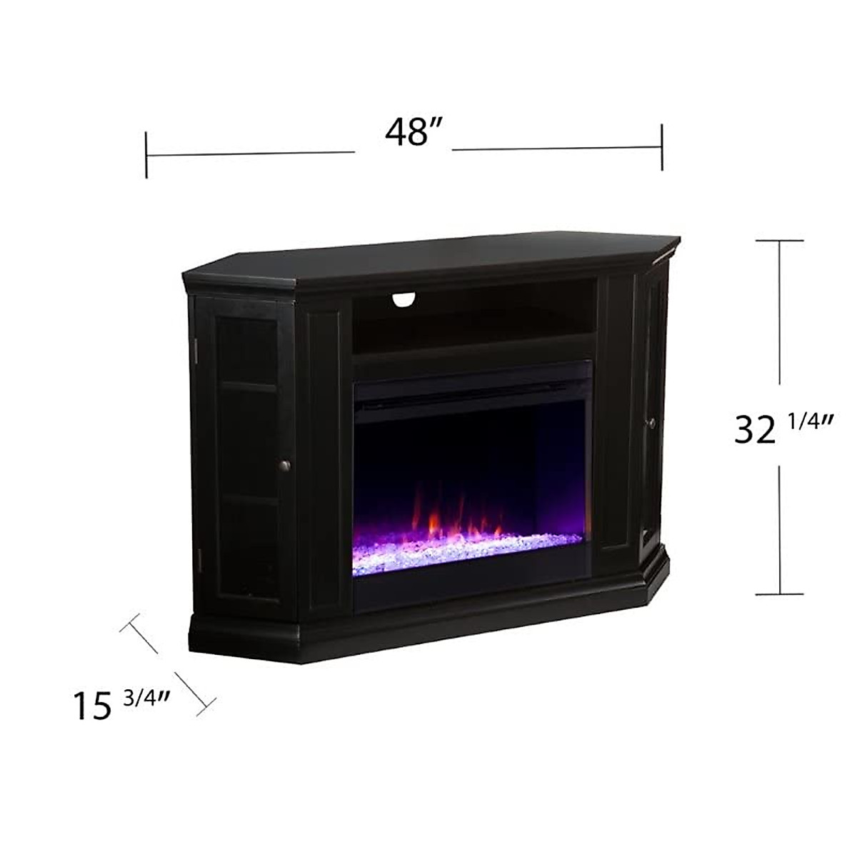 BOWERY HILL Engineered Wood Color Changing Electric Fireplace in Black