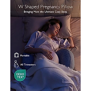 Momcozy Pregnancy Wedge Pillow for Sleeping, Portable Maternity Pillow for Side Sleeper, Support for Back, Belly, Hips for Pregnant Women, Adjustable Travel Pregnancy Pillow, Grey