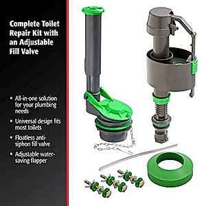 Plumb Pak, Gray/Green K830-16BX Universal Water Saving Tank Repair Kit for 2-Inch Flush Valve Toilets, Size