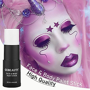 CCBeauty Clown White Face Body Paint Stick Oil, White Eye Black Sticks for Sports, Cream Skeleton Joker Mime Foundation Makeup, Hypoallergenic Face Painting Kit for Halloween SFX Cosplay Costume Party