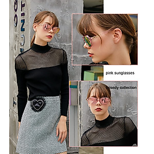 FEISEDY Vintage Womens Polarized Sunglasses UV400 Wrap Around Fashion Shades B2526 (Pink Mirrored, 56)