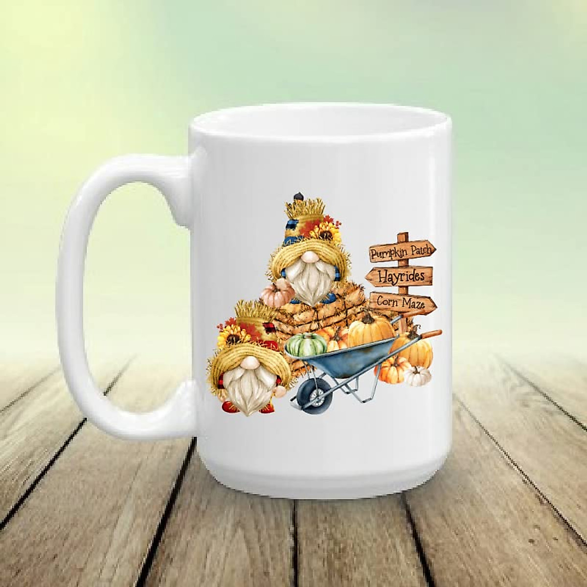 Fall Scarecrow Gnomes Sublimation Transfer, Ready to Press, Autumn, Sunflowers, Pumpkins, Gnome Sublimation Transfer, Harvest, Ready to Use (Mug x4)
