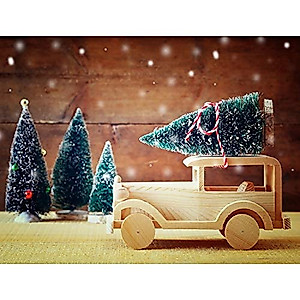 Artificial Mini Christmas Tree,4pcs Bottle Brush Christmas Tree with 1pc String Lights Contains 30 LEDs, Small Sisal Trees with Wooden Bases,Xmas Holiday Decor