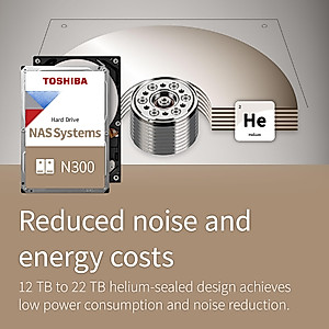Toshiba 6TB N300 Internal Hard Drive - NAS 3.5 Inch SATA HDD Supports Up to 8 Drive Bays Designed for 24/7 NAS Systems, New Generation (HDWG480UZSVA)