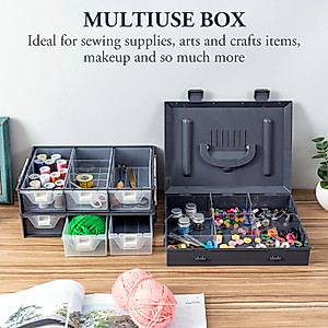 MyGift 11 Inch Classic Gray Tools Hardware and Screw Parts Storage Organizer Case with White Accents, 24 Customizable Compartments, 6 Drawers Removable Dividers