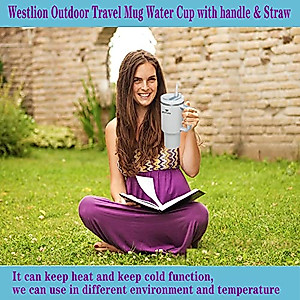 westlion 40 oz Tumbler with Handle, H2.0 FlowState Stainless Steel Vacuum Insulated Tumbler with Lid and Straw for Water, Iced Tea or Coffee, Smoothie and More (fog-a)