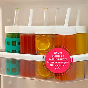 All About Juicing Straw Lids - for VAS Exclusive Glass Water Bottles - Silicone, Reusable Caps - Glass Tumbler - Juicing, Smoothies, Kombucha, Tea, Waters (3 Pack Lids with Straws)