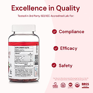 Pharmvista Pomegranate Fiber Gummies for Adults & Kids 100mg - Gluten Free Vegan Pomegranate Supplement Rich in Dietary Fiber Chewables Gummies- 90 Count