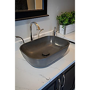 Eden Bath Rounded Corners Rectangular Concrete Vessel Sink (Charcoal)