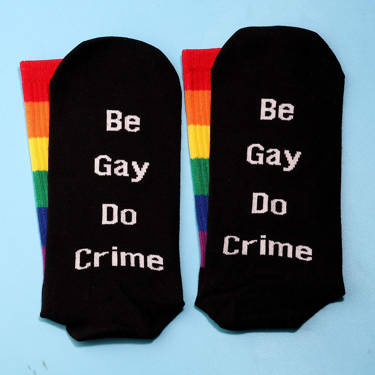 JXGZSO 2 Pairs Gay Pride Rainbow Socks LGBTQ Pride Flag Be Gay Do Crime Rainbow Socks Pride Gifts Lesbian Pride
