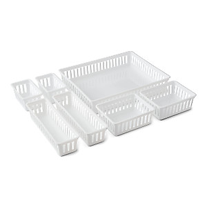 28 PCS set; 4x7 Drawer Storage Organizer Bins: White Home, Office, Craft Room, Workshop, Garage, Kitchen Storing Container Set Model 23715 (Set of 28 pcs)