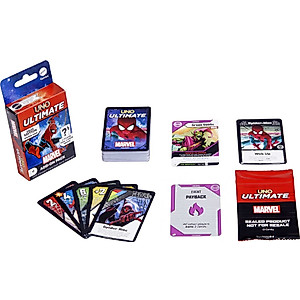 Mattel Games ​UNO Ultimate Marvel Card Game Add-On Pack with Spider-Man Character Deck & 2 Collectible Foil Cards, Gift for Collectors & Kids Ages 7 Years & Older