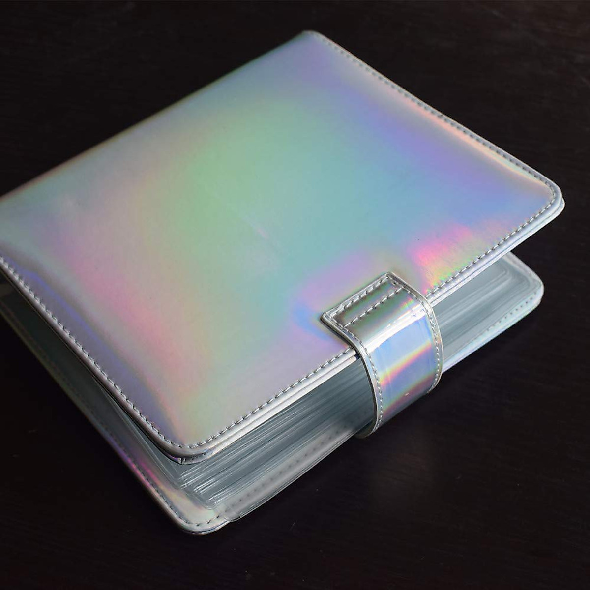 20 Slots Silver Laser Nail Art Stamp Plate Holder Stamping Plates Storage Bag Cases Rainbow Practical Empty Rectangle Plates Big Size 14.5×9.5cm Organizers