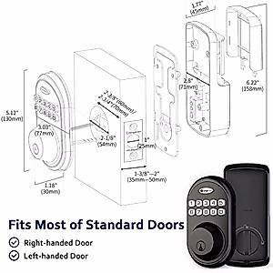 OrangeLion Keyless Entry Deadbolt Lock, Electronic Keypad Door Lock, Auto Lock, 1 Touch Locking, 20 User Codes, Easy to Install, Oil Rubbed Bronze