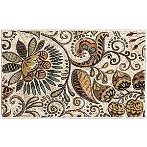 Giselle Transitional Floral Ivory Scatter Mat Rug, 2' x 3'