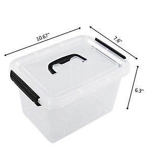 AnnkkyUS 6-pack 5 Liter Plastic Storage Box Bin with Lid, Clear Lidded Boxes