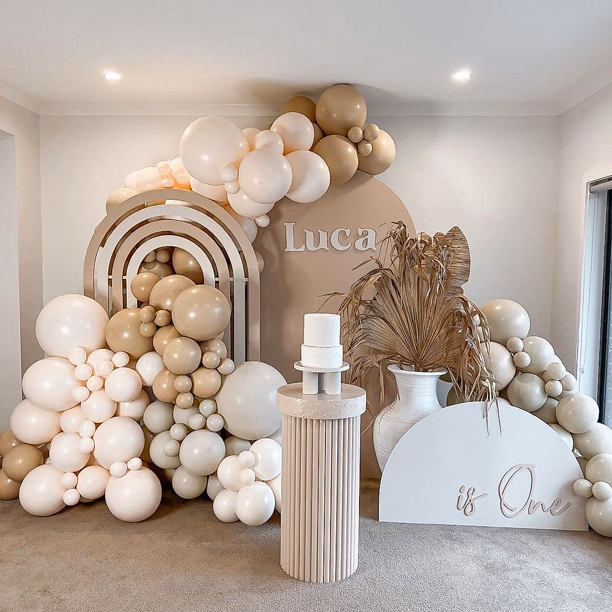 Double Stuffed White And Beige Balloons Garland Blush Ivory Apricot Balloons Cream White Sand Balloons Arch Kit For Boho Party Baby Shower Netural Gender Reveal Birthday Baptism Decorations