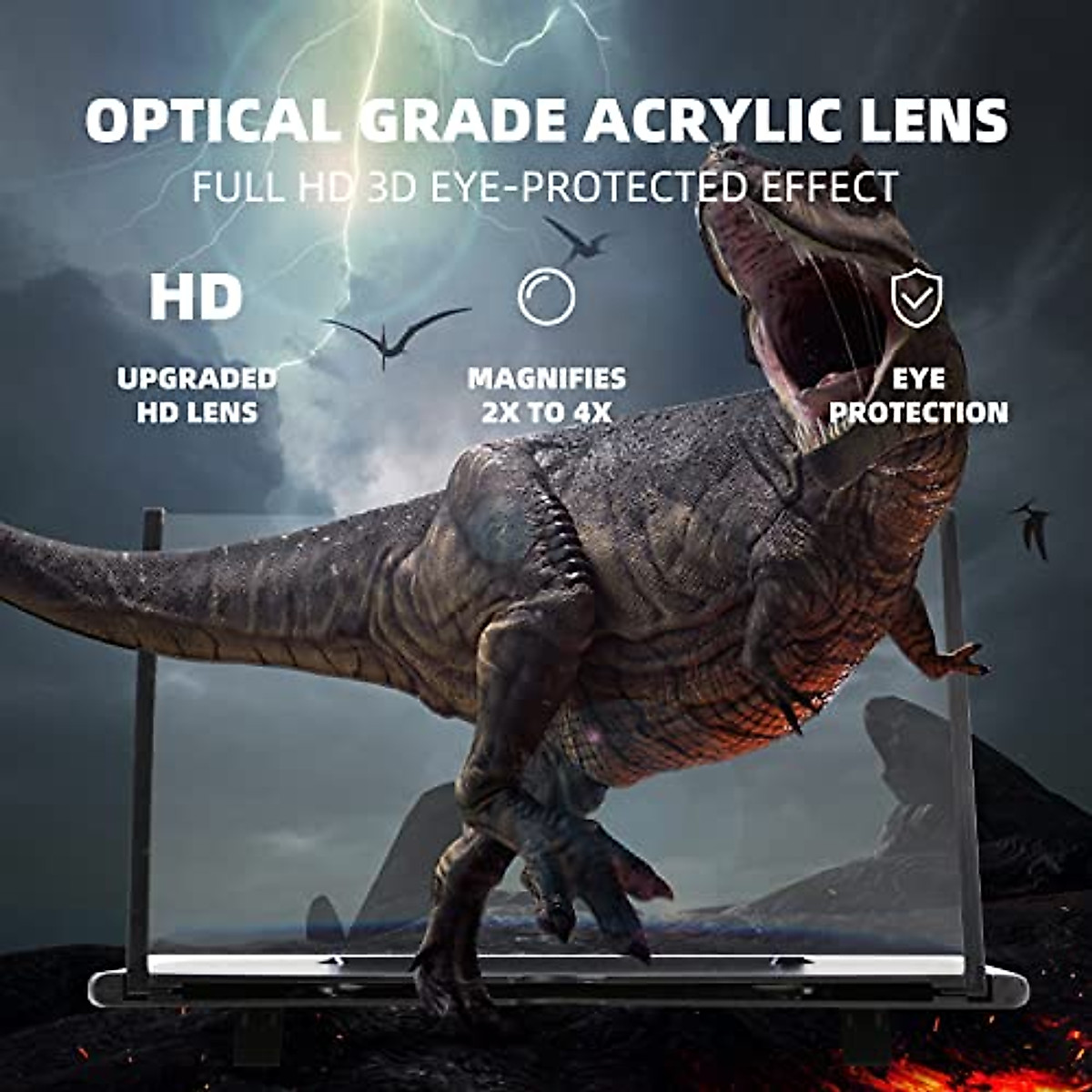 Screen Magnifier for Cell Phone, 16" Phone Magnifying Screen 2023 Upgraded HD 3D Phone Screen Amplifier Phone Stand with Screen Enlarger Compatible with All Smartphones for Movies Videos Gaming