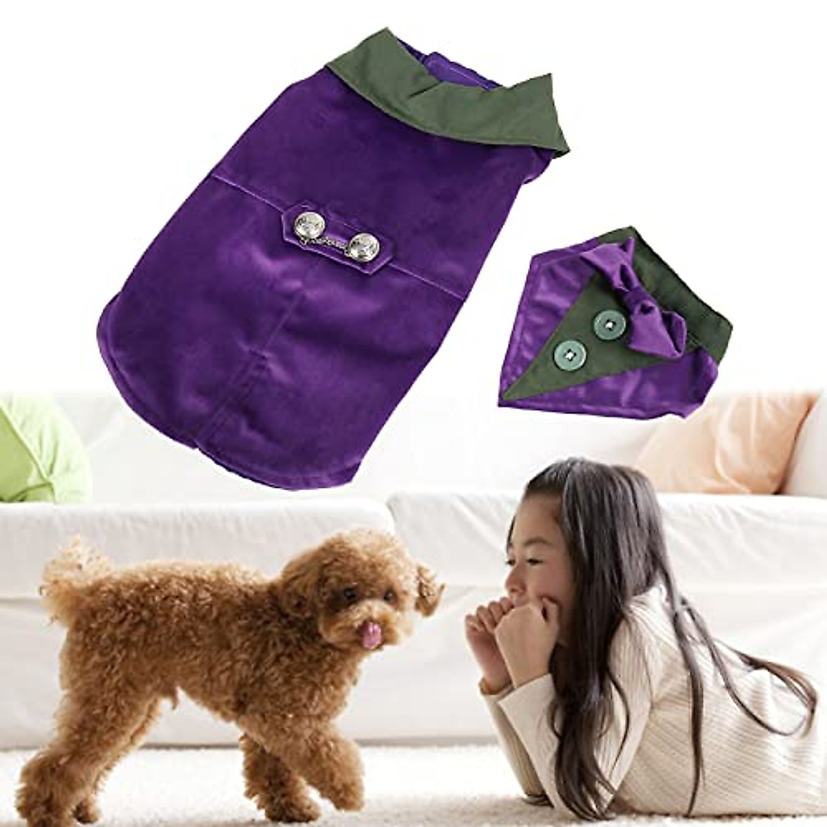 Dog Shirt Puppy Pet Small Dog Clothes Dogs Tuxedo Cute Elegant Dog Costumes Fashionable Retro Dog Formal Wedding Party Suit with Bow Tie for Small and Medium Dogs Cats Purple (XL)