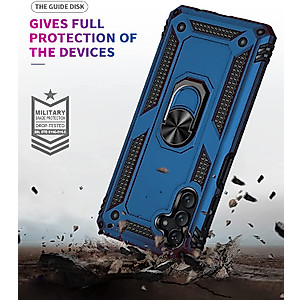 STARSHOP Galaxy A13 5G Phone Case, Samsung Galaxy A13 5G Case, with [Tempered Glass Screen Protector Included], Military Grade Shockproof Drop Protection Phone Cover with Metal Ring Kickstand - Navy