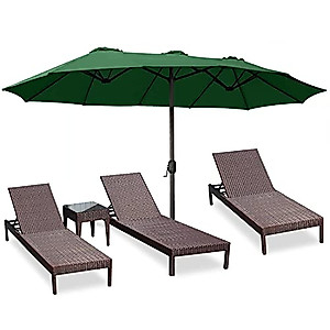 ABCCANOPY 15FT Double-Sided Aluminum Table Patio Umbrella Garden Large Umbrella,Swimming Pool 12+Colors,Green