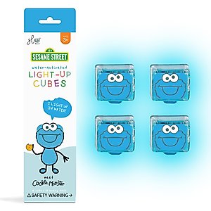 Glo Pals x Sesame Street Water-Activated Light-Up Cubes for Sensory Play (Cookie Monster - Cubes Only)