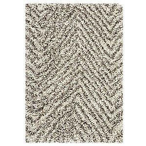 SAFAVIEH Hudson Shag Collection Accent Rug - 2' x 3', Ivory & Grey, Chevron Design, Non-Shedding & Easy Care, 2-inch Thick Ideal for High Traffic Areas in Entryway, Living Room, Bedroom (SGH375A)