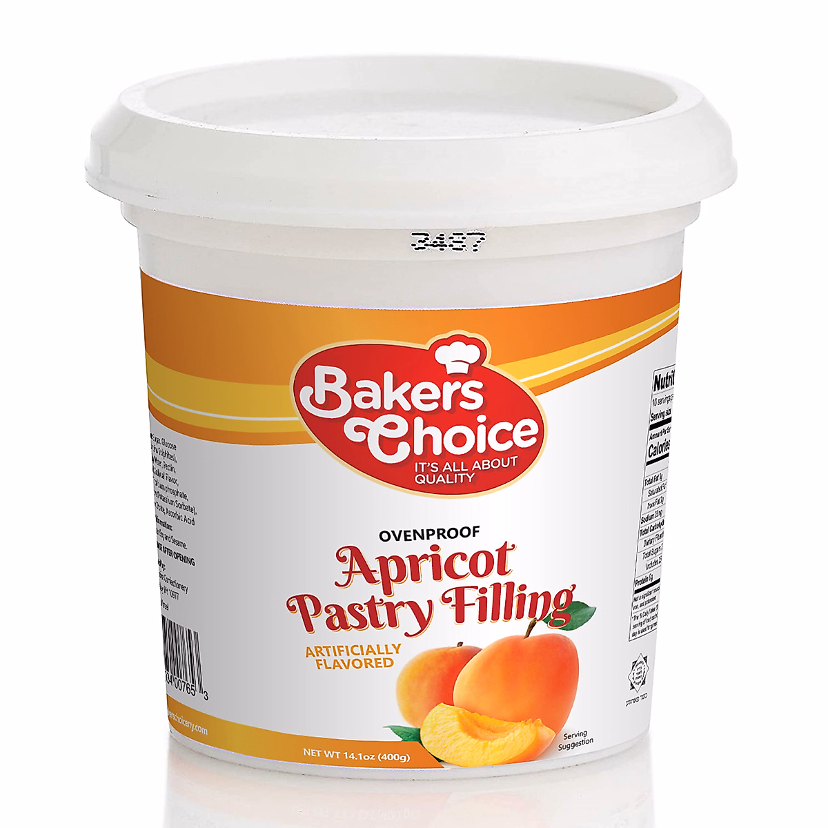 Apricot Jam - 14 oz. - Premium Pastry Filling and Fruit Spread - Oven Proof Apricot Jelly Jams and Preserves for Baking, and Spreading - Dairy Free, Kosher - By Baker’s Choice