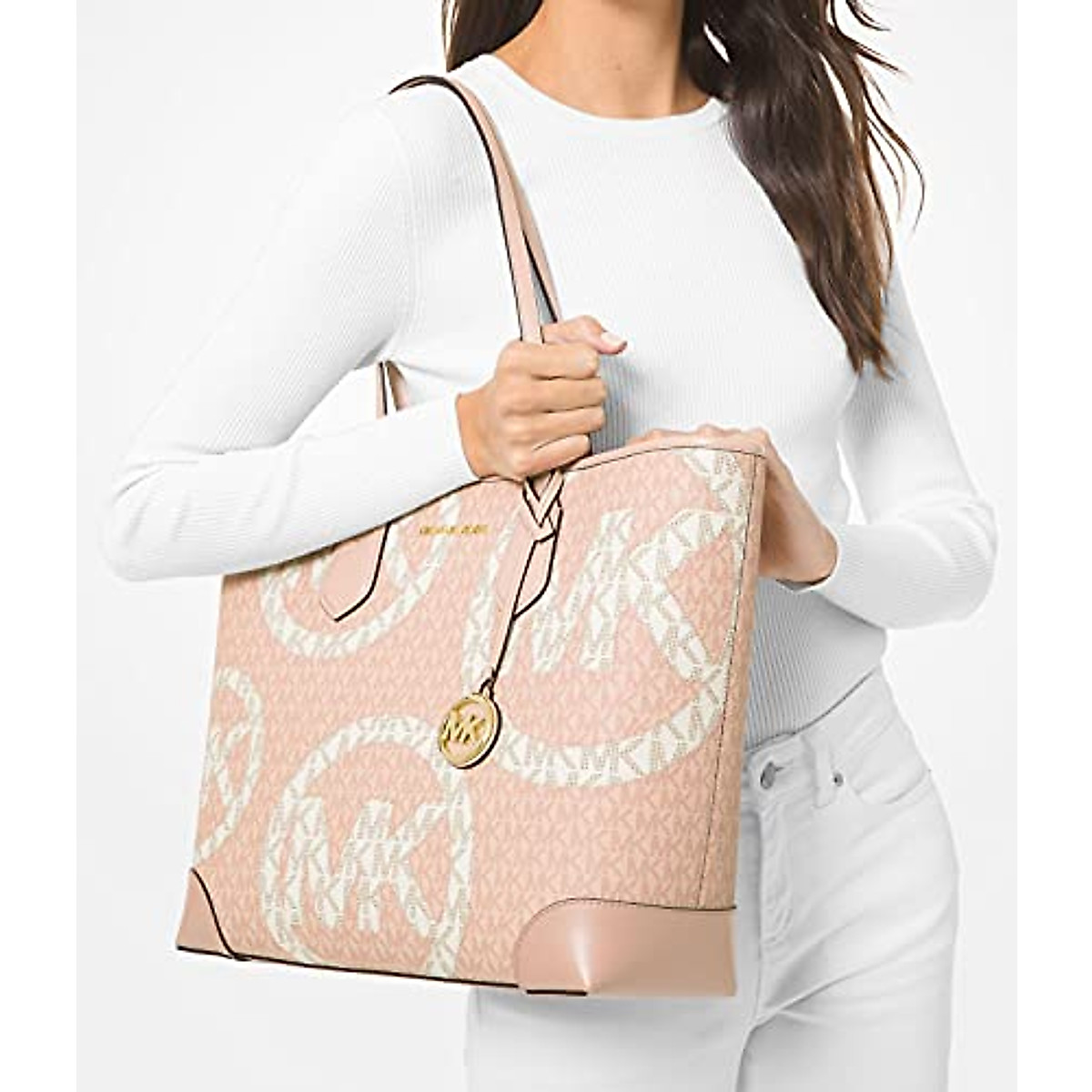MICHAEL Michael Kors Eva Large Two-Tone Graphic Logo Tote Bag - Ballet