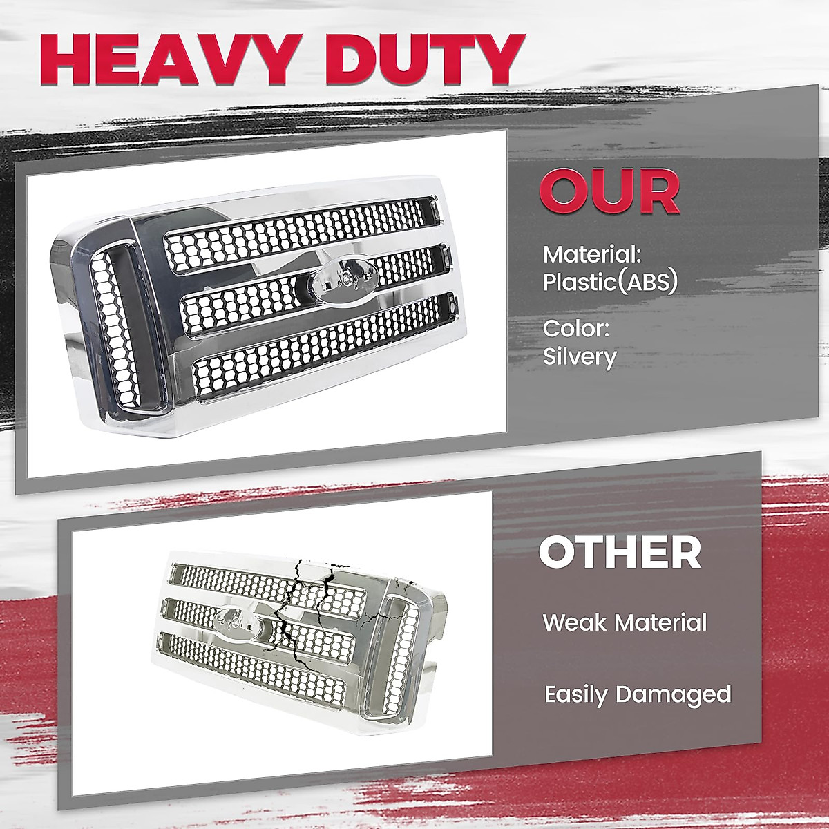 JMTAAT Front Grille Assembly Compatible with Ford 2005-2007 SuperDuty F250 F350 F450 F-250 F-350 F-450 Chrome With Gray Honey Comb Replacement for FO1200456 5C3Z8200BAA (Without Emblem)