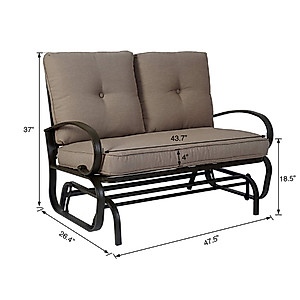 Kozyard Cozy Two Rocking Love Seats Glider Swing Bench/Rocker for Patio, Yard with Soft Cushion and Sturdy Frame (Beige)