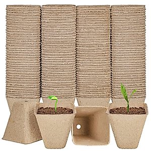 YESIACE 126 Packs Square Peat Pots, 3.15 Inch Seed Starting Pots with Drainage Holes Square Nursery Pot,Biodegradable Eco-Friendly Round Plant Seed Starter Peat Pots Germination Seedling Trays
