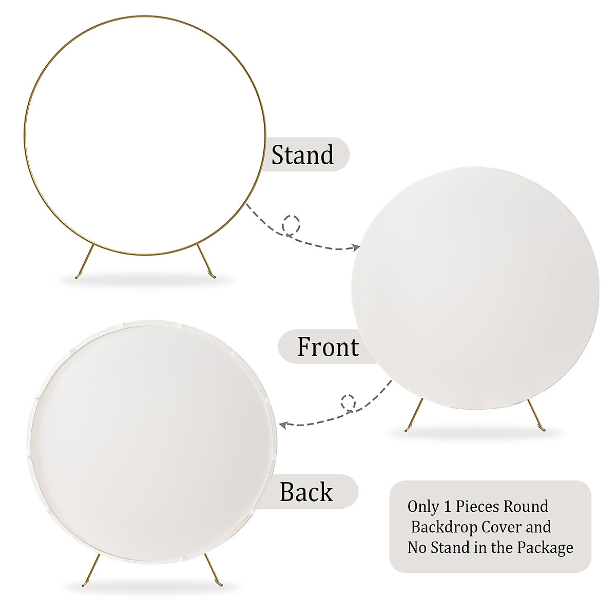 7.5ft Ivory Round Backdrop Cover Suitable for 7.5ft Circle Stand,Polyester Pure Ivory Birthday Party Wedding Photography Circle Arch Backdrop Cover