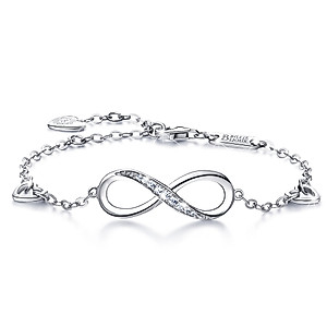 Billie Bijoux Womens 925 Sterling Silver Infinity Endless Love Symbol Charm Adjustable Bracelet for Women