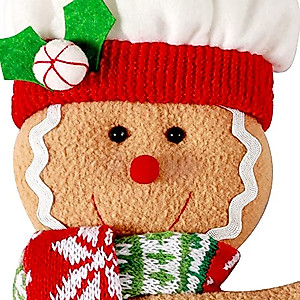 Gingerbread Man Christmas Tree Topper Decorations,Unique Funny Xmas Plush Stuffed Gingerbread Hugger Decor for Christmas Tree Wine Bottle Curtain Ornaments,Ginger White Red Green