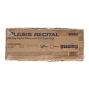 Alesis Recital – 88 Key Digital Piano Keyboard with Semi Weighted Keys, 2x20W Speakers, 5 Voices, Split, Layer and Lesson Mode, FX and Piano Lessons