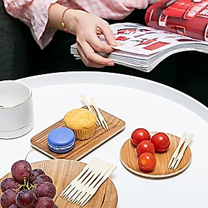 200 Pack Bamboo Cocktail Forks, 3.5 Inch Natural Bamboo Forks, Toothpicks for Appetizers for Party/Catering/Dessert/Fruit