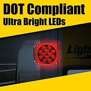 MAXXHAUL 70205 Trailer Light Kit - 12V All LED, Left and Right Waterproof Submersible for Trailers, Boat Trailer Truck Marine Camper RV Snowmobile, Red