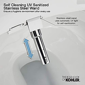 KOHLER 4108-96 PureWash E750 Elongated Electric Bidet Toilet Seat with Remote Control, Bidet Warm Water with Dryer for Existing Toilets, Biscuit