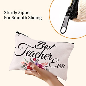 Hlonon 8 PCS Teacher Gifts Makeup Bags Cosmetic Travel Carrying Case Toiletry Pouch with Zipper in 2 Unique Designs, Teacher Appreciation Gifts, 9 x 6 Inch